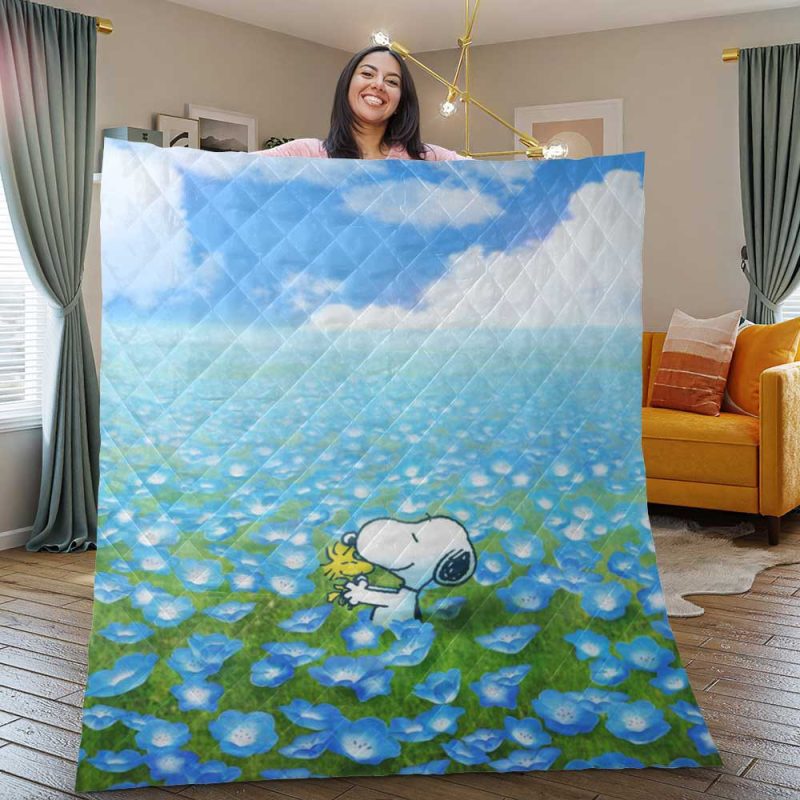 Funny Snoopy Blanket, Peanuts Snoopy Woodstock Flowers Blanket - Hot ...